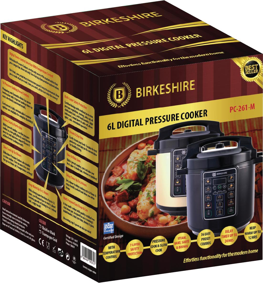 Best Birkeshire 6L Digital Multi Pressure Cooker & Slow Cooker PC-261-M ...