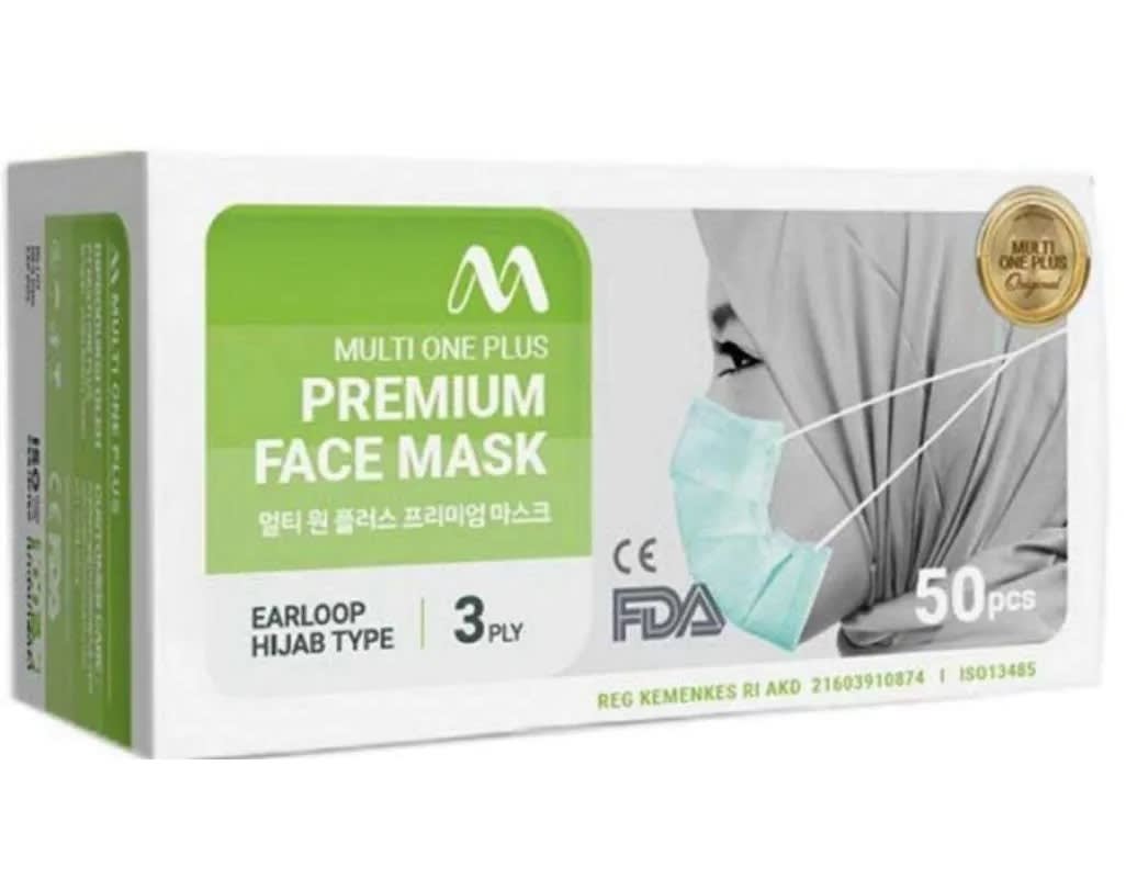 Multi One Plus Premium Face Mask Hijab 4Ply (50Pcs) Harga & Review ...